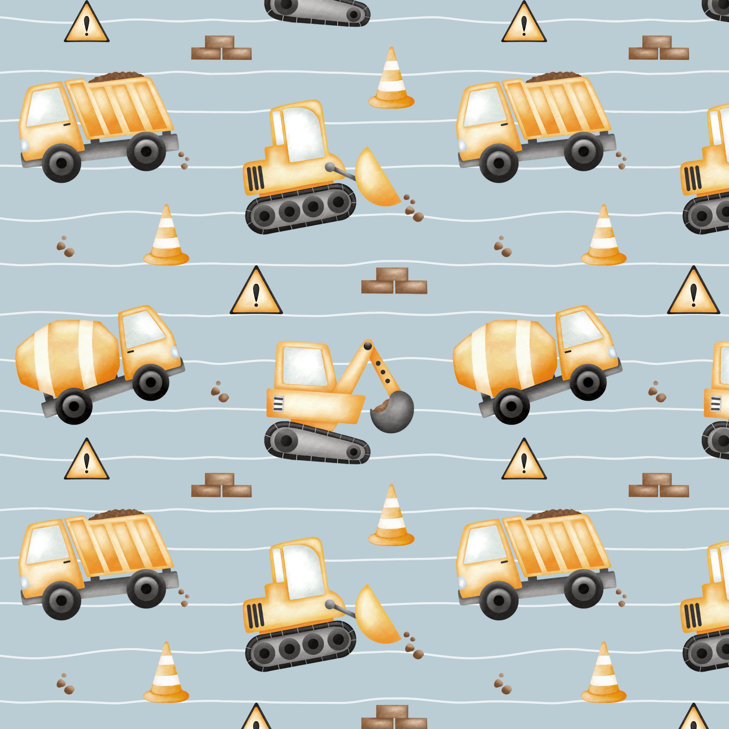 Construction Seamless Pattern Digital File, Digger Fabric Design, Boy ...
