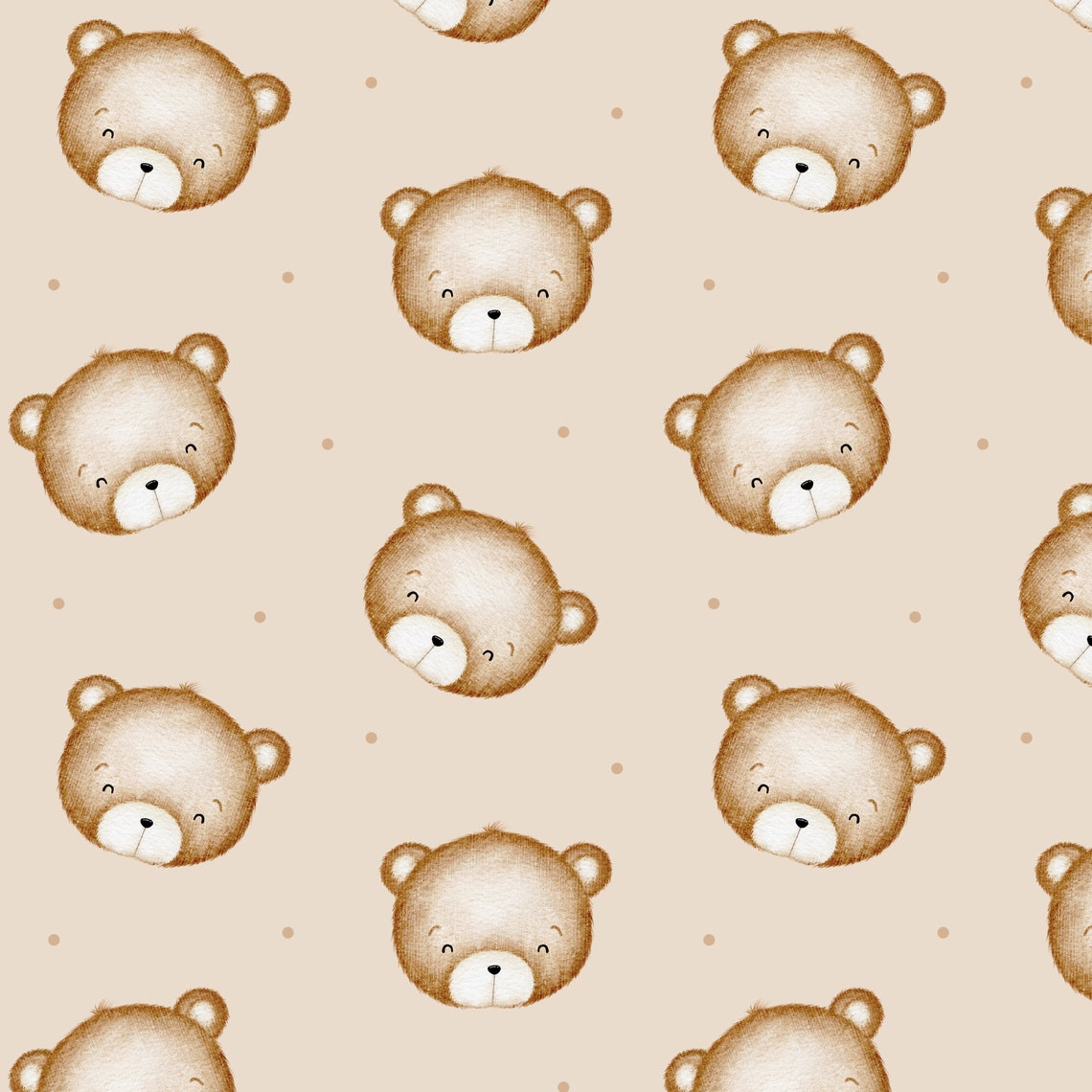 Teddy Seamless Pattern, Bear Fabric Design, Baby Seamless Pattern ...