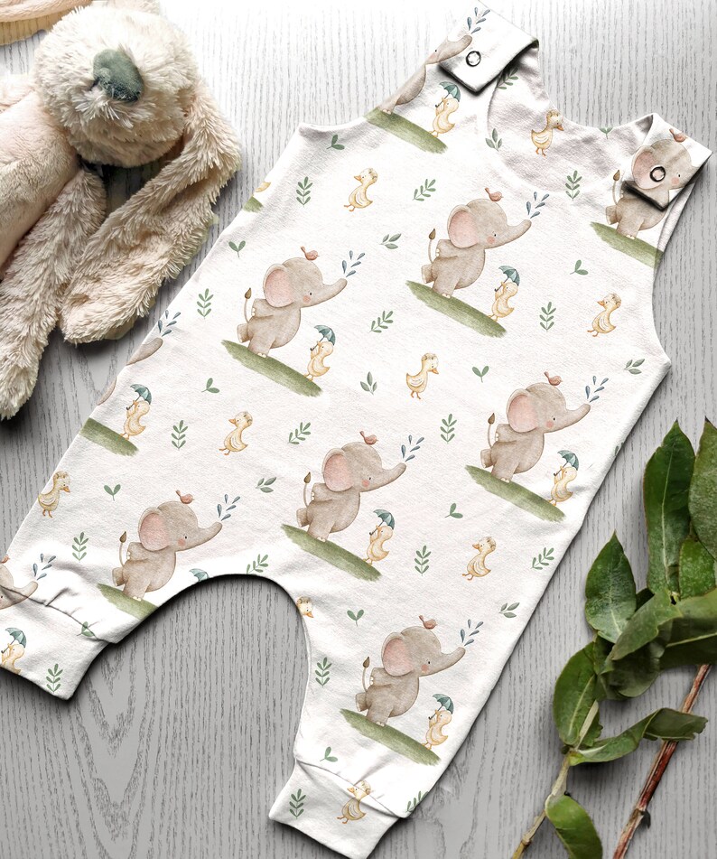 Spring Elephant and Duck Seamless Pattern, Cute Fabric Design, Baby ...