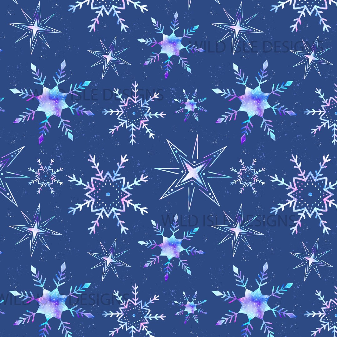 Snowflake Christmas Seamless Pattern Digital Download, Winter Fabric ...