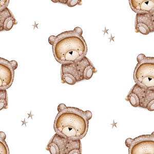 Bedtime Bear Seamless Pattern, Teddy Fabric Design, Baby Seamless ...
