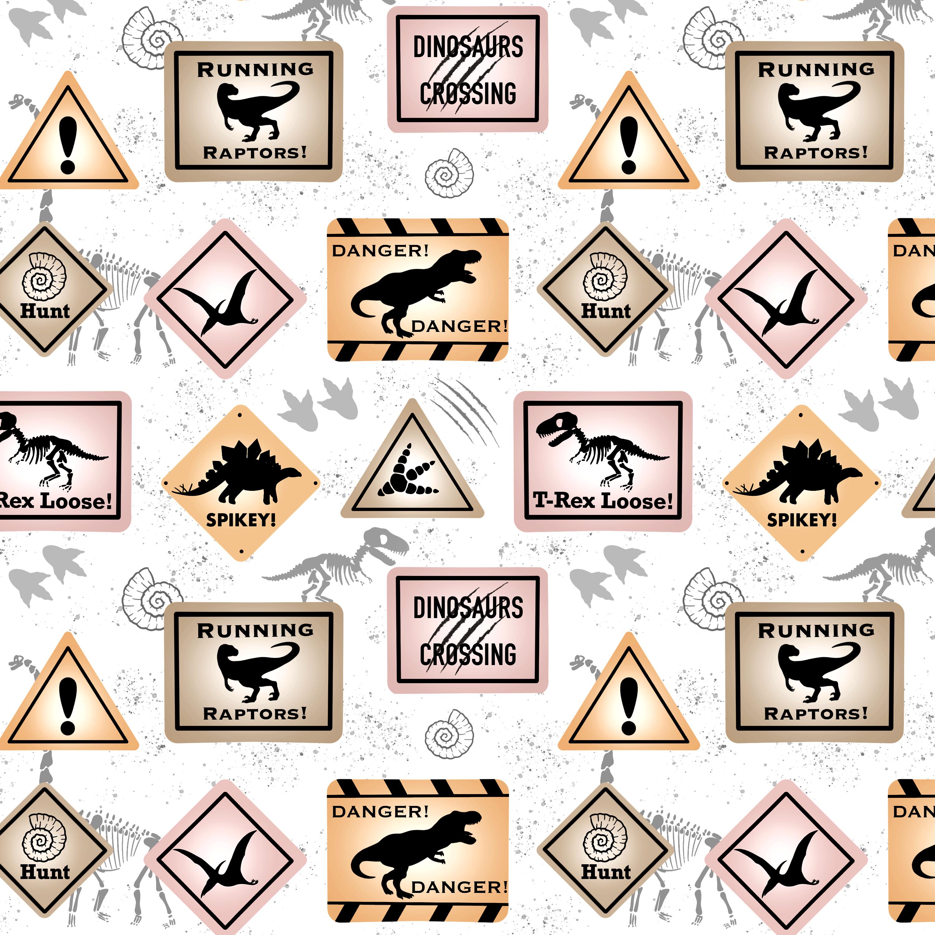 Dinosaur Warning Signs Seamless Pattern Digital File, Unisex Repeat ...