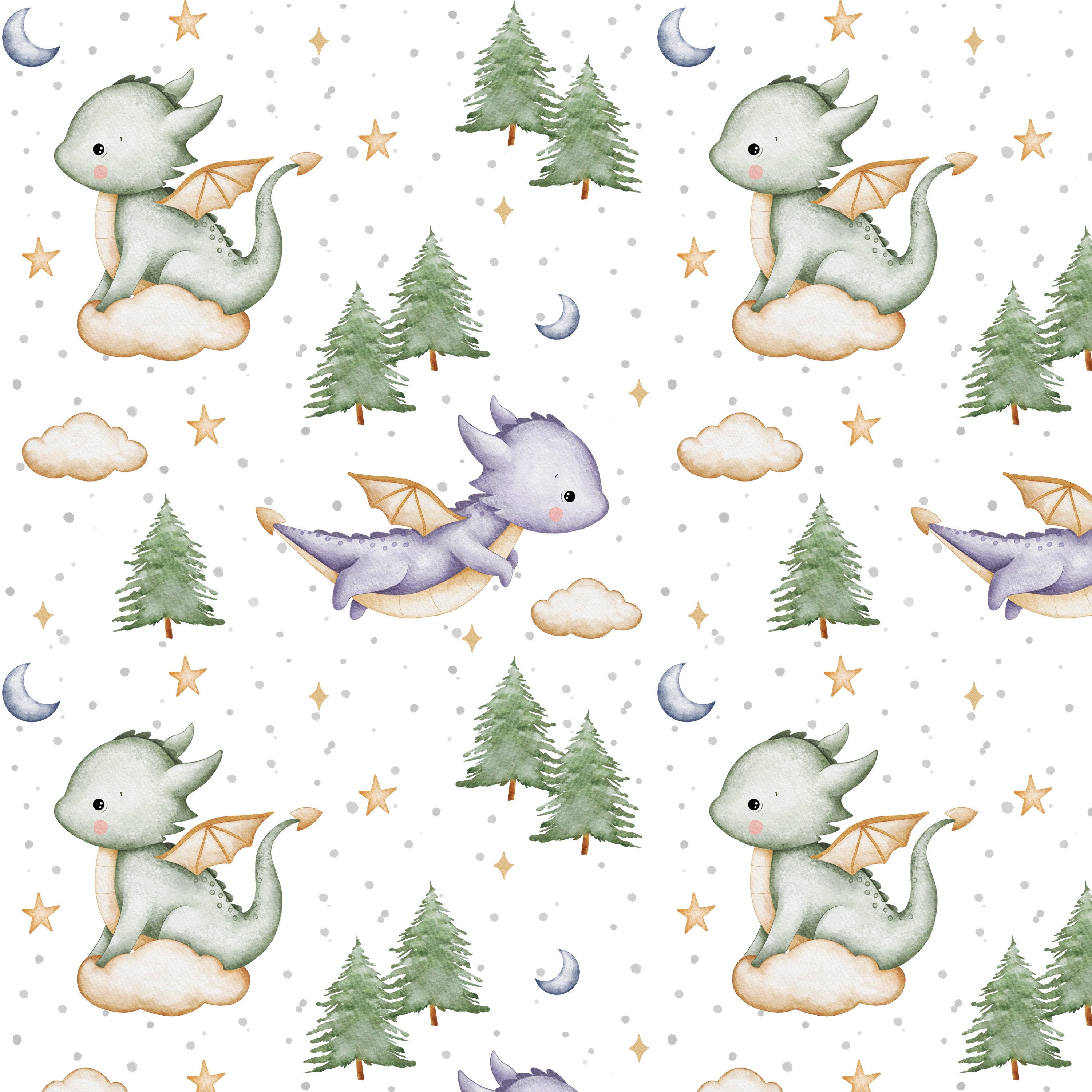 Dragon Seamless Pattern Baby Digital File Celestial Fabric - Etsy