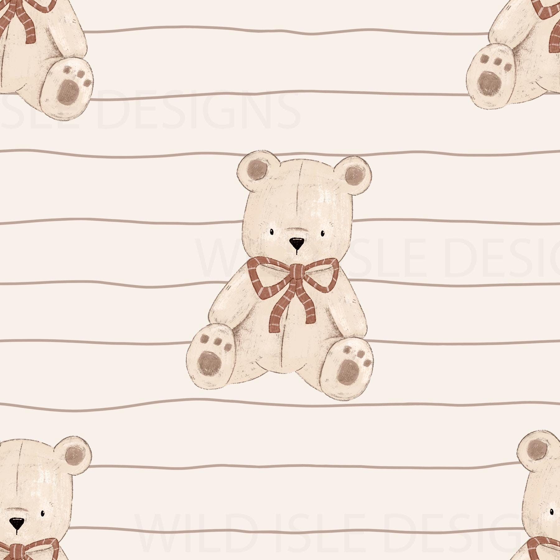 Teddy Seamless Pattern, Bow Bear Fabric Design, Baby Seamless Pattern ...