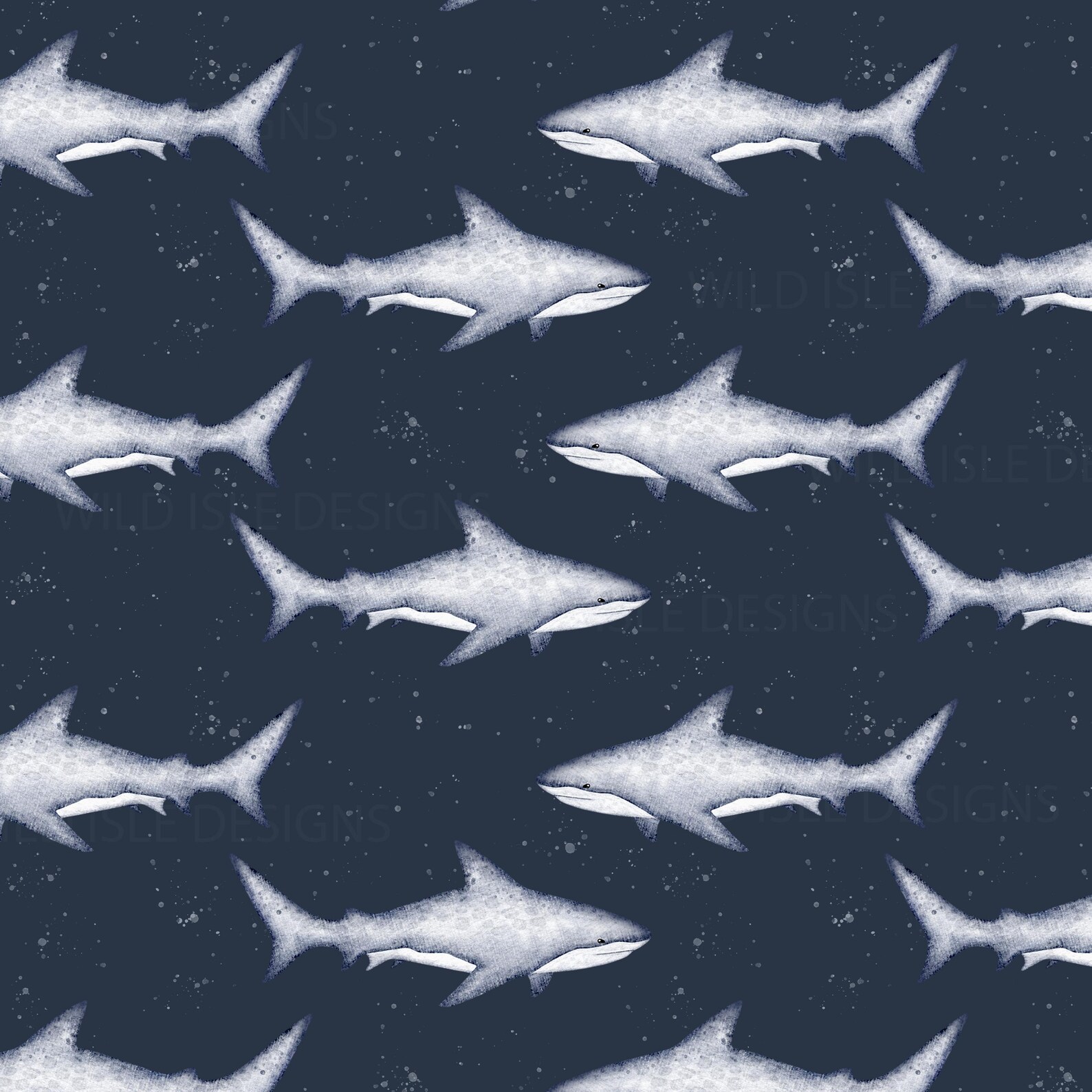 Shark Seamless Pattern Digital File, Ocean Fabric Design, Tiger Shark ...