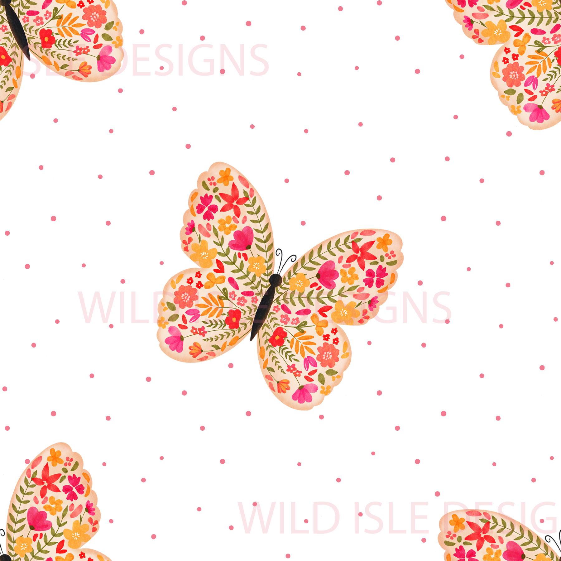 Spring Butterfly Garden Seamless Pattern Digital File, Floral Design ...