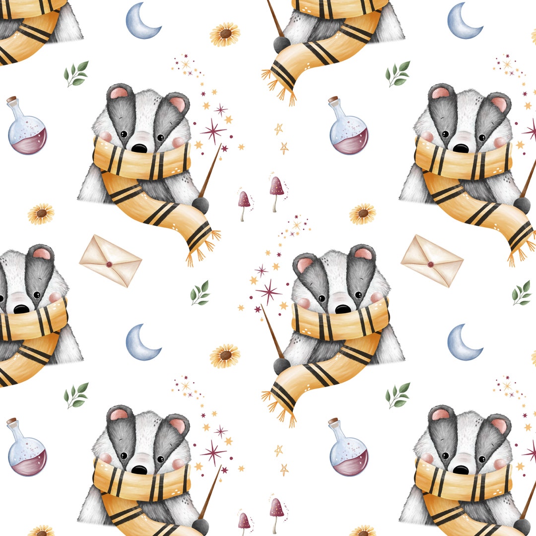 Magic Badger Seamless Pattern , Spell Repeat Digital Download, Wizard ...