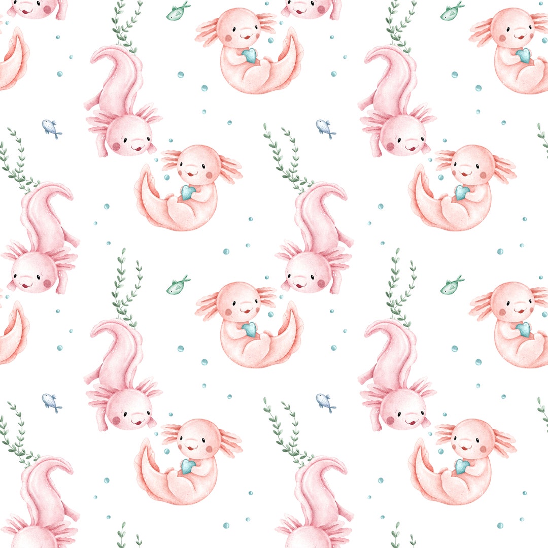 Axolotl Seamless Pattern Digital File, Cute Fabric Design, Baby ...