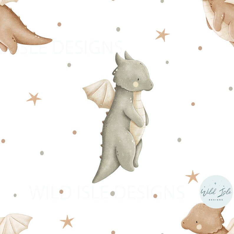 Magic Cute Dragon Seamless Pattern File, Farm Fabric Design, Baby ...