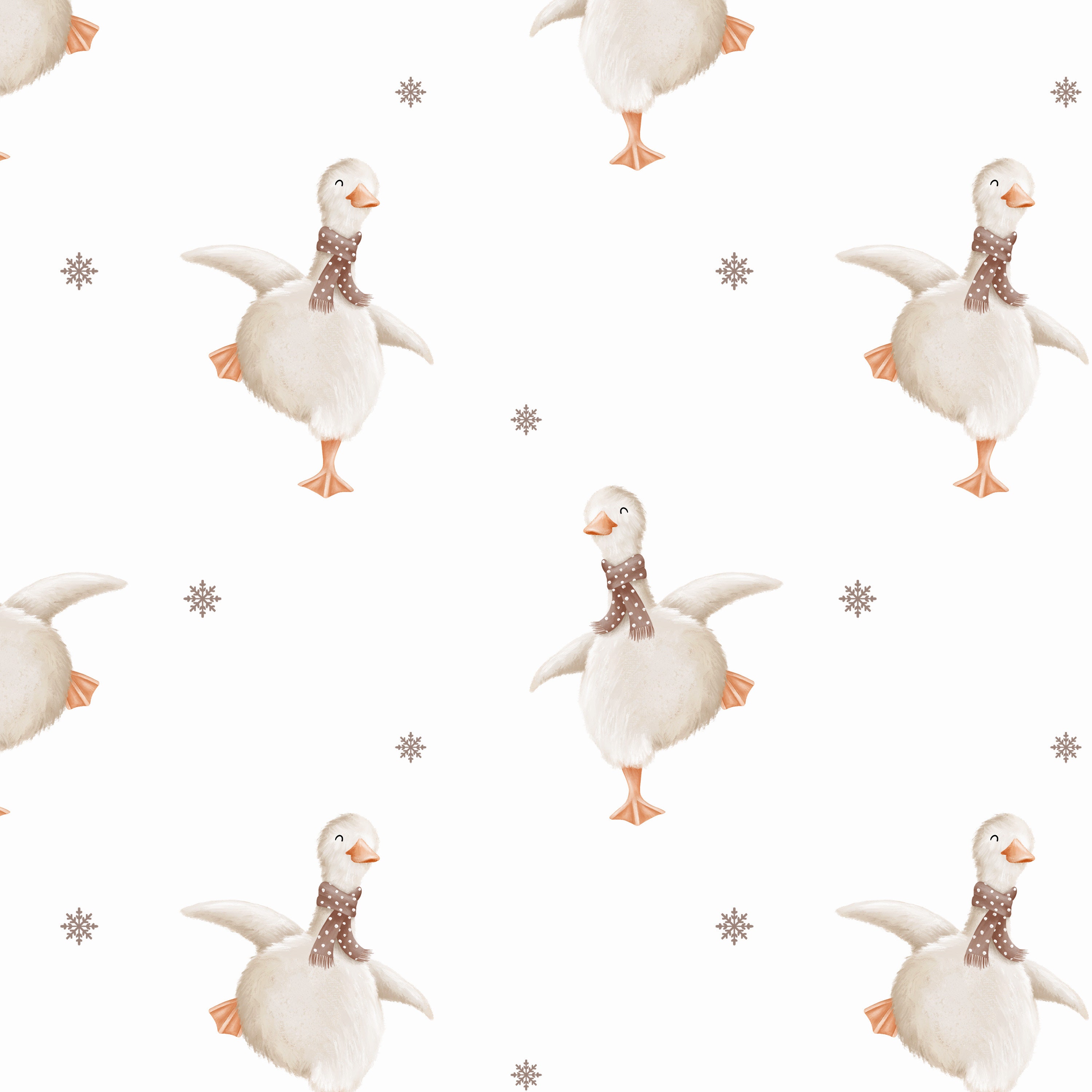 Goose Seamless Pattern, Duck Digital File, Farm Fabric Design, Winter ...