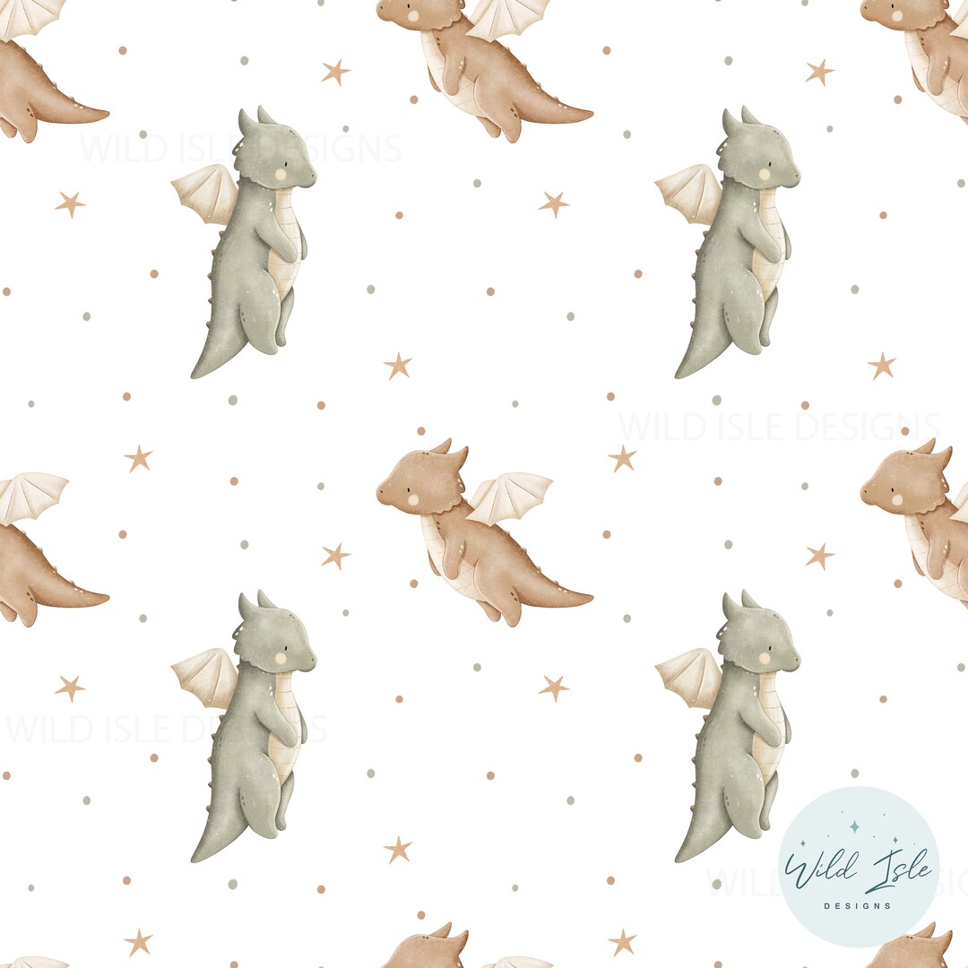 Magic Cute Dragon Seamless Pattern File, Farm Fabric Design, Baby ...