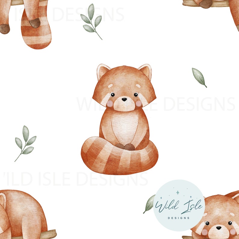 Red Panda Seamless Pattern Digital File Repeat, Cute Fabric Design ...