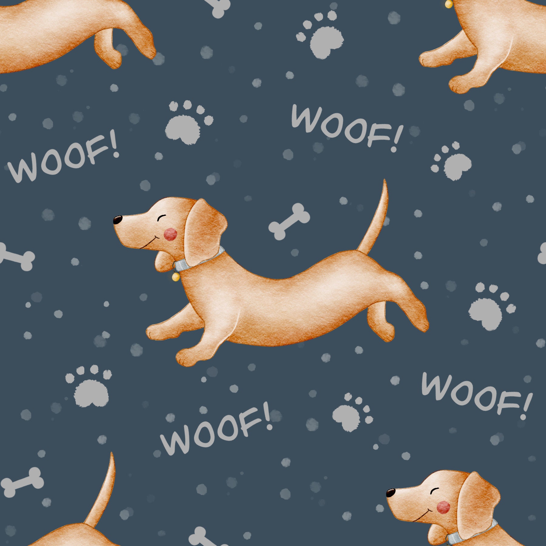 Dachshund Seamless Pattern Dog Fabric Design Baby Seamless - Etsy