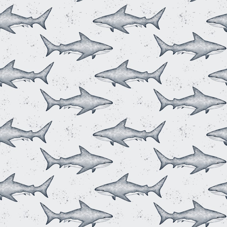 Shark Seamless Pattern Digital File, Ocean Fabric Design, Tiger Shark ...