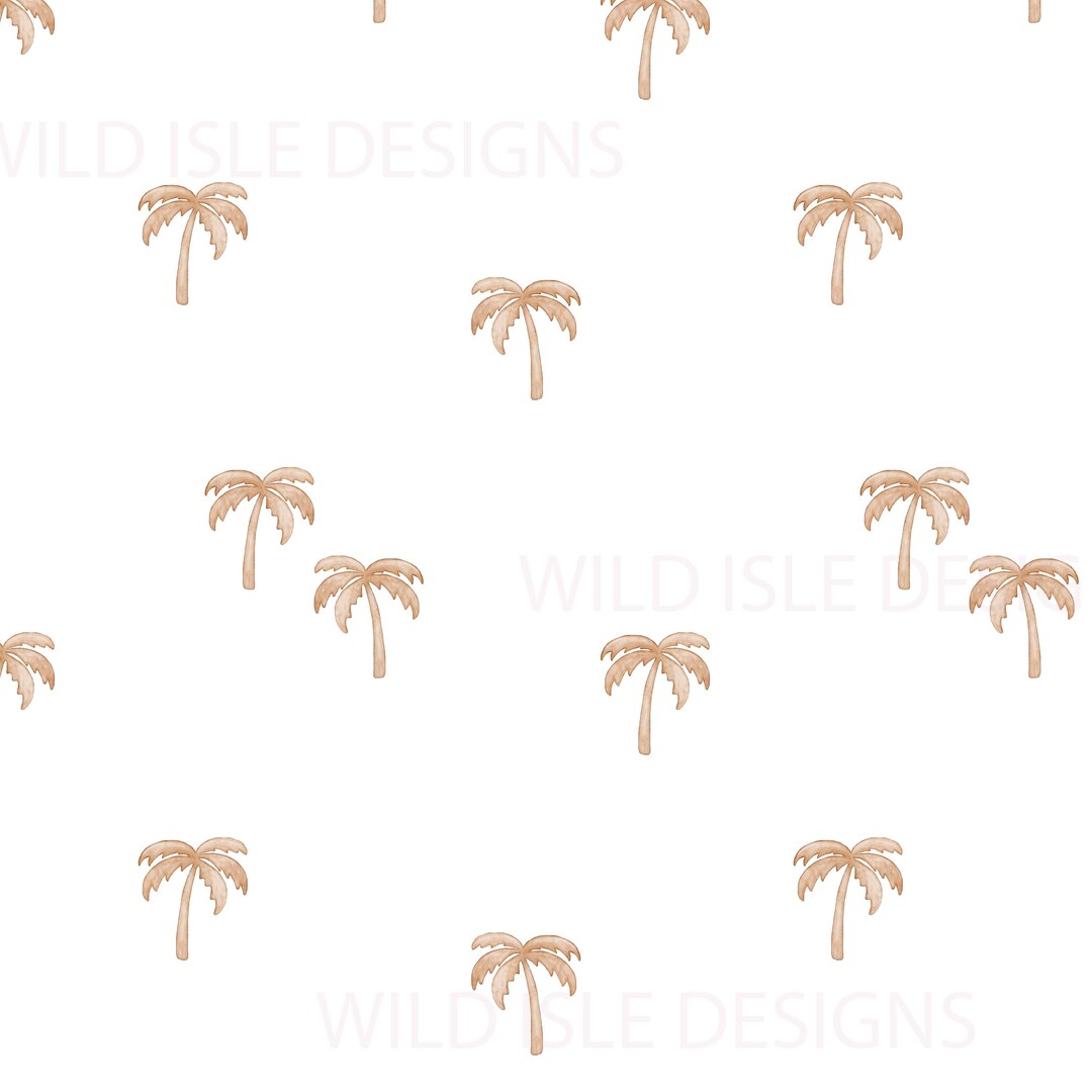 Summer Boho Neutral Palm Tree Seamless Pattern, Tropical Pattern, Beach ...