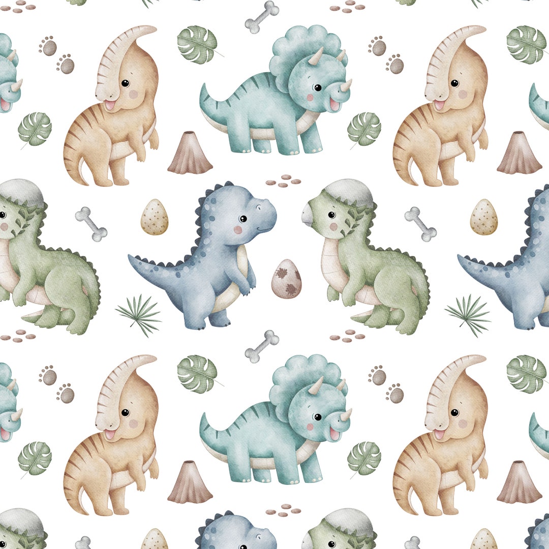 Cute Dinosaur Seamless Pattern Digital File, Dino Repeat Design, Baby ...
