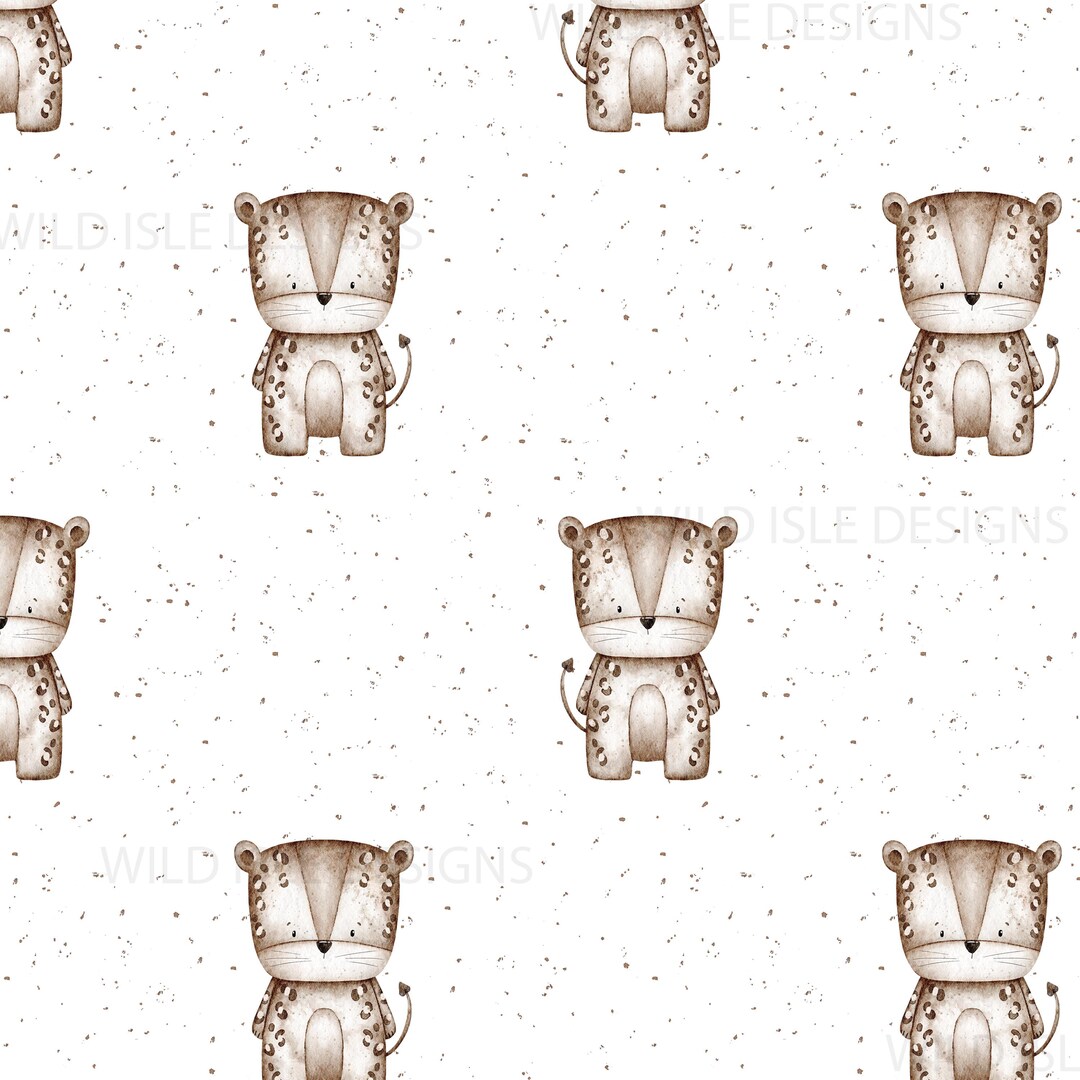 Cute Snow Leopard Seamless Pattern File, Animal Fabric Design, Baby Seamless Pattern, Children's ...