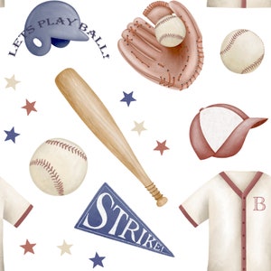 Baseball Seamless Pattern Digital File , Softball Fabric Design ...