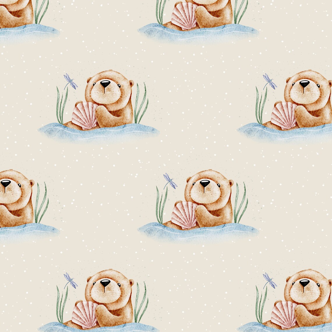 Otis Otter Seamless Pattern Digital File, Otter Fabric Design, Baby ...