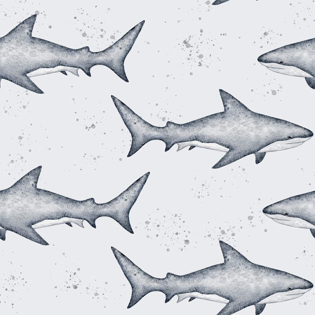 Shark Seamless Pattern Digital File, Ocean Fabric Design, Tiger Shark ...