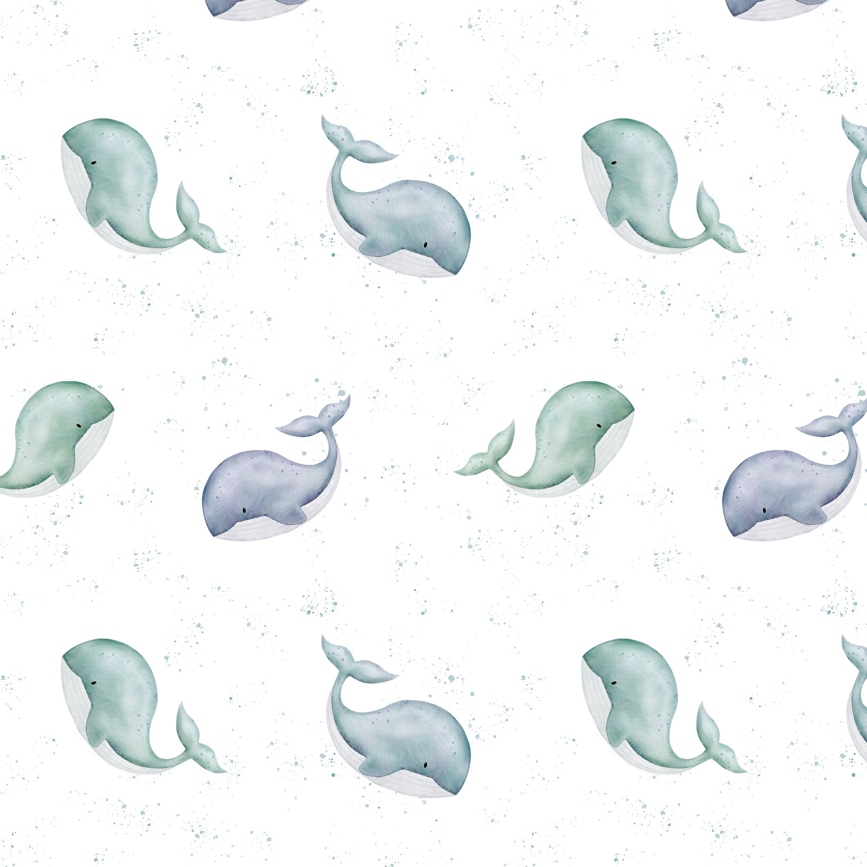 Whaley Cute, Whale, Ocean, Seamless Design, Repeat Pattern, Digital ...