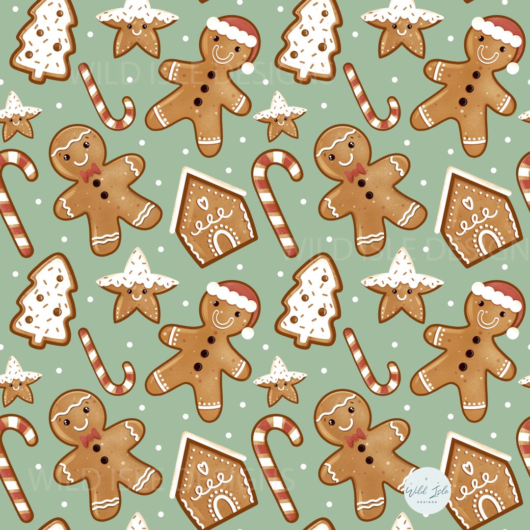 Gingerbread Man Seamless Pattern, Christmas Fabric Design, Kids ...