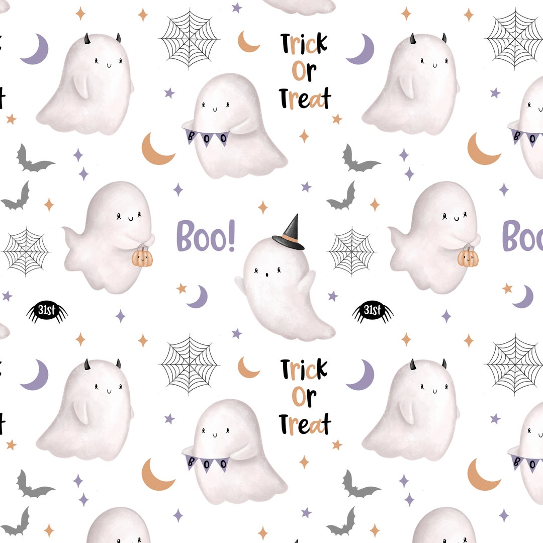 Cute Ghosts Seamless Pattern Design File, Halloween Fabric Design ...