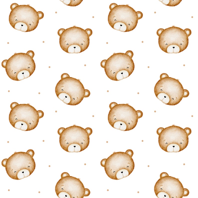 Teddy Seamless Pattern, Bear Fabric Design, Baby Seamless Pattern ...