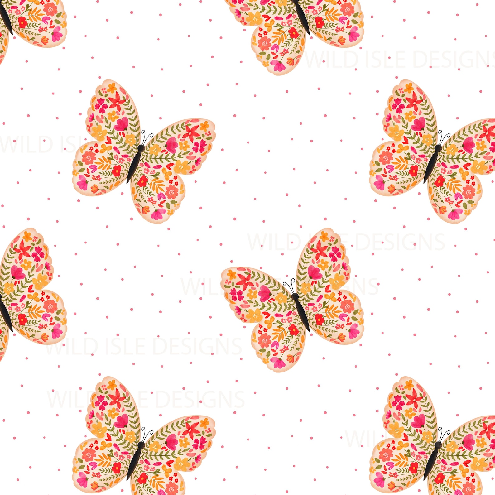 Spring Butterfly Garden Seamless Pattern Digital File, Floral Design ...