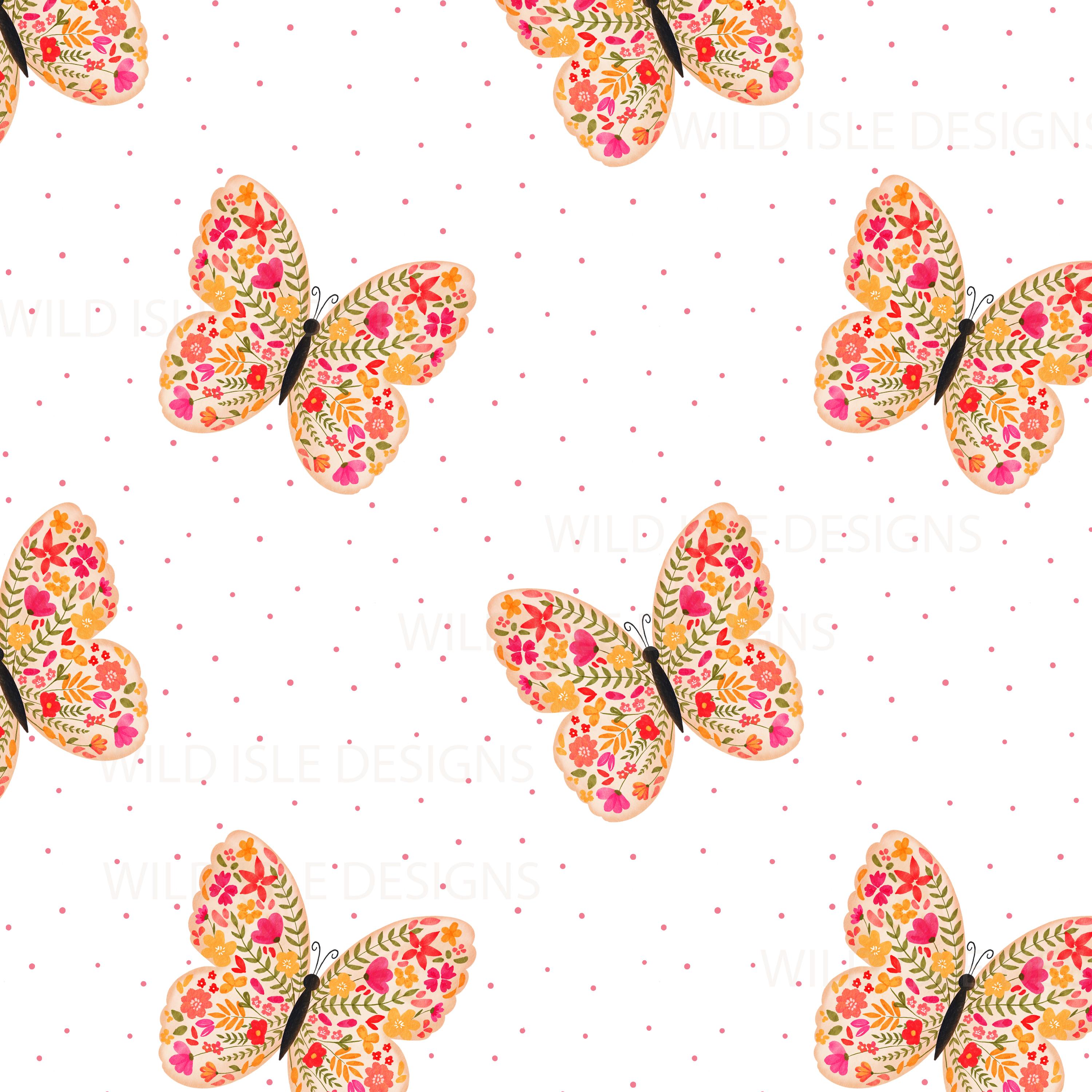 Spring Butterfly Garden Seamless Pattern Digital File, Floral Design ...