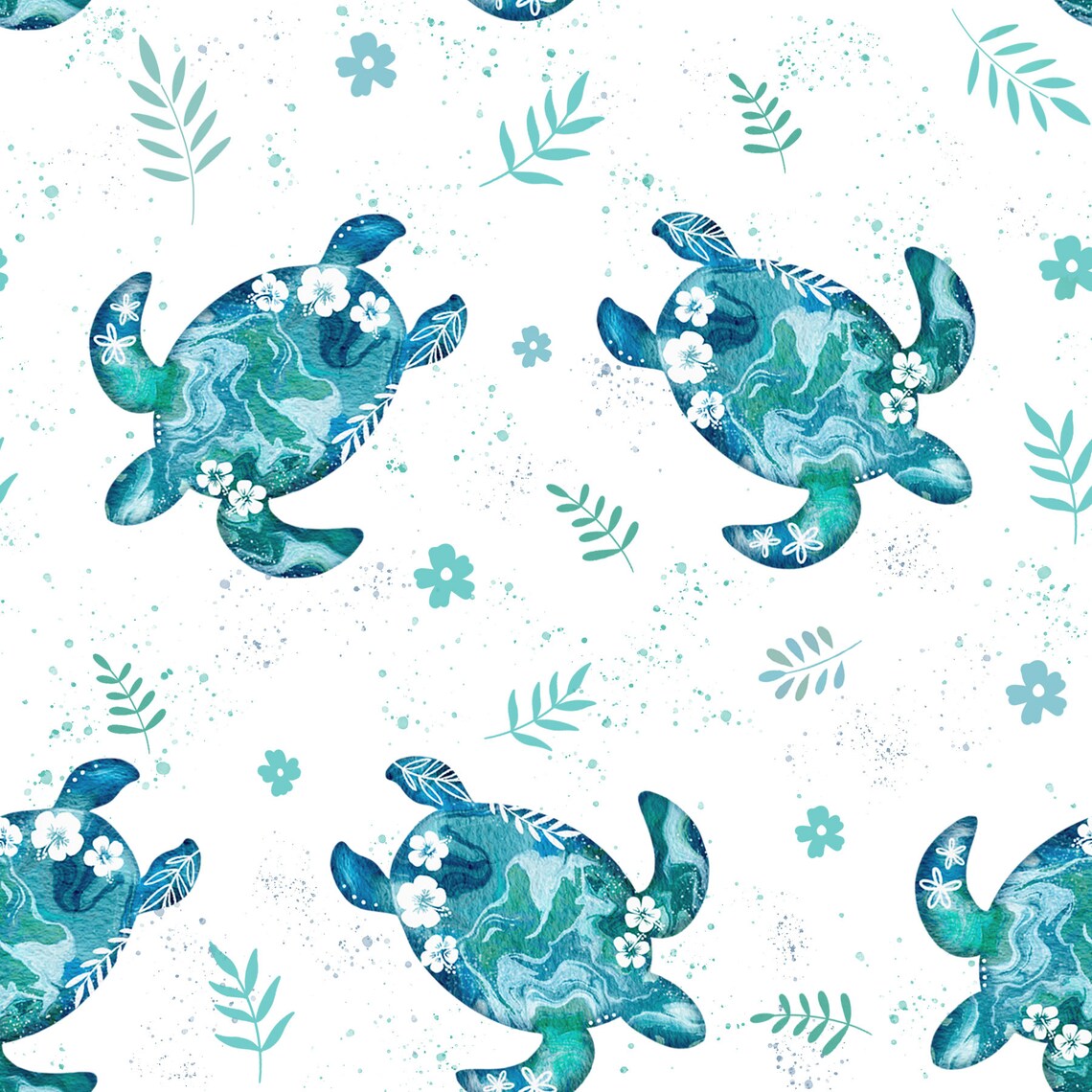Honolulu Turtle Seamless Pattern Digital File, Sea Fabric Design ...