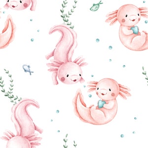 Axolotl Seamless Pattern Digital File, Cute Fabric Design, Baby ...