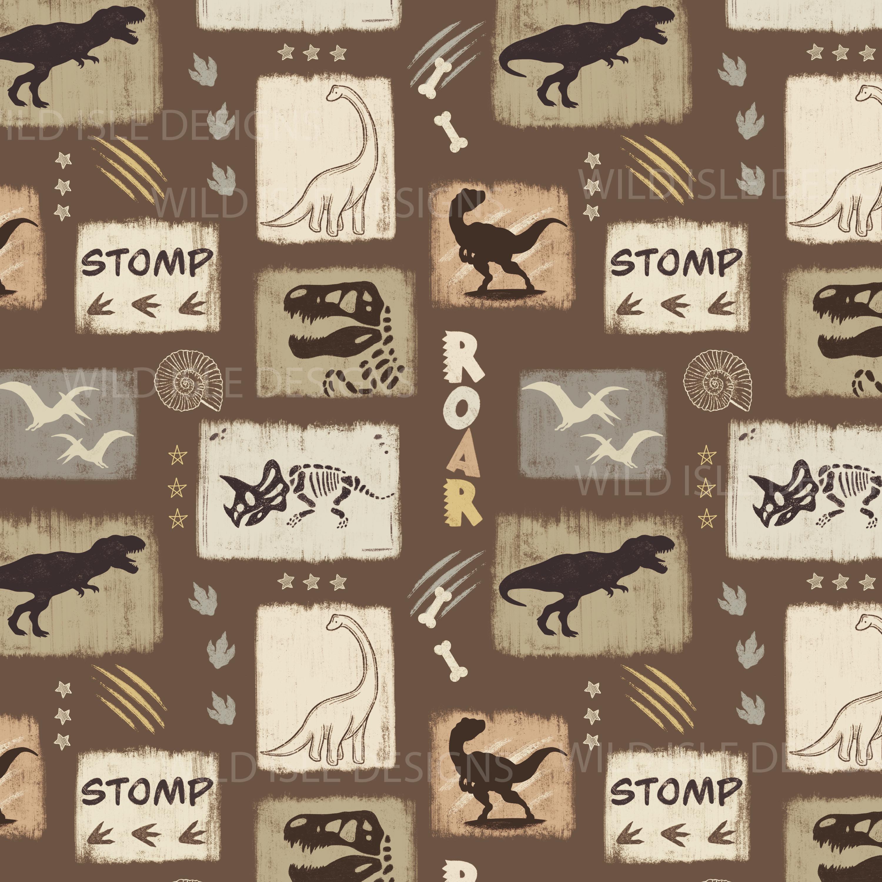 Dinosaur Seamless Pattern Digital File, T-rex, Jurassic Design ...