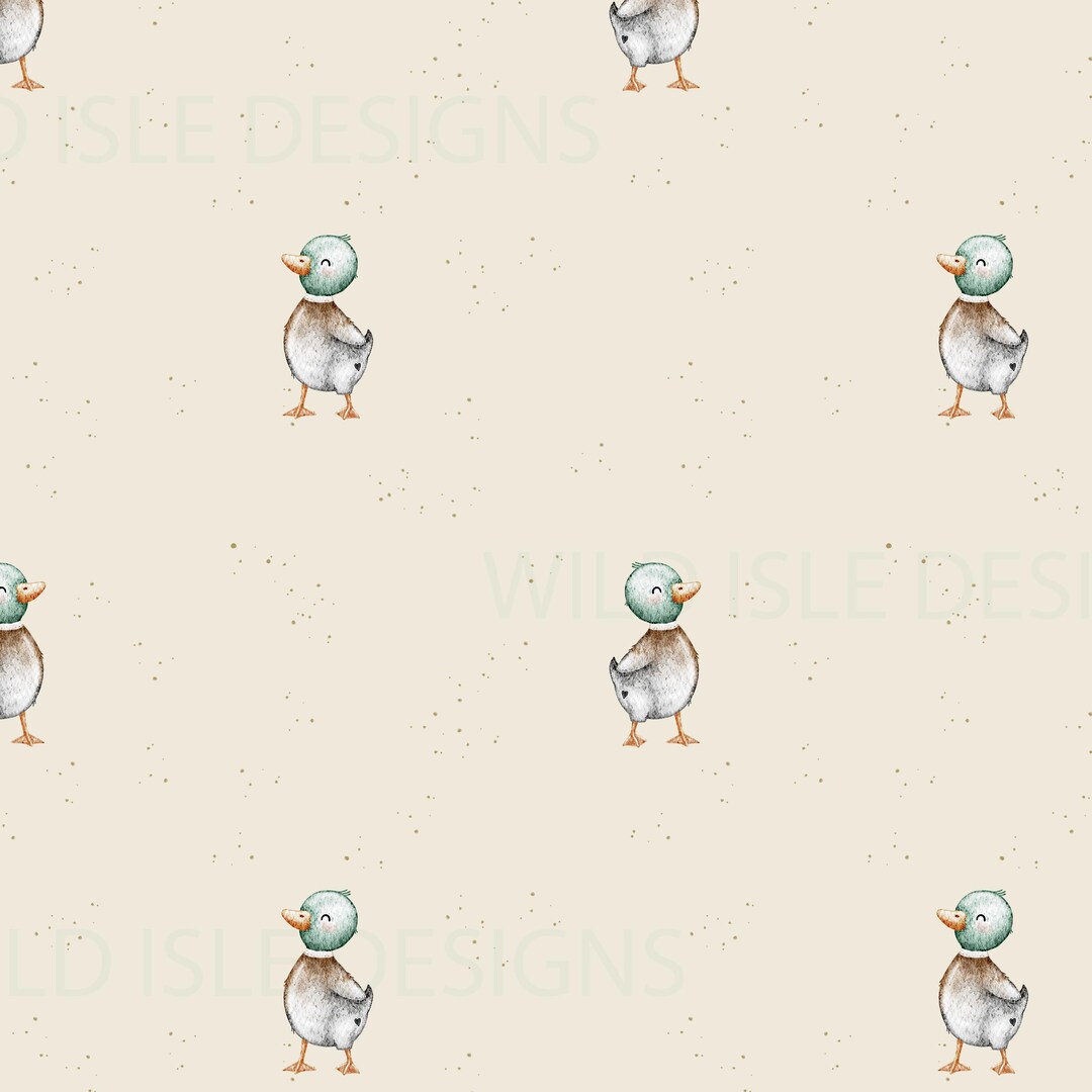 Little Duck Seamless Pattern Digital File, Mallard Repeat Design, Farm ...