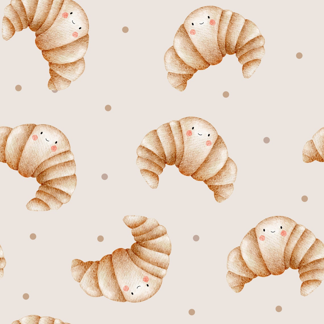 Croissant Seamless Pattern Digital File, Snack Fabric Design, Unisex ...