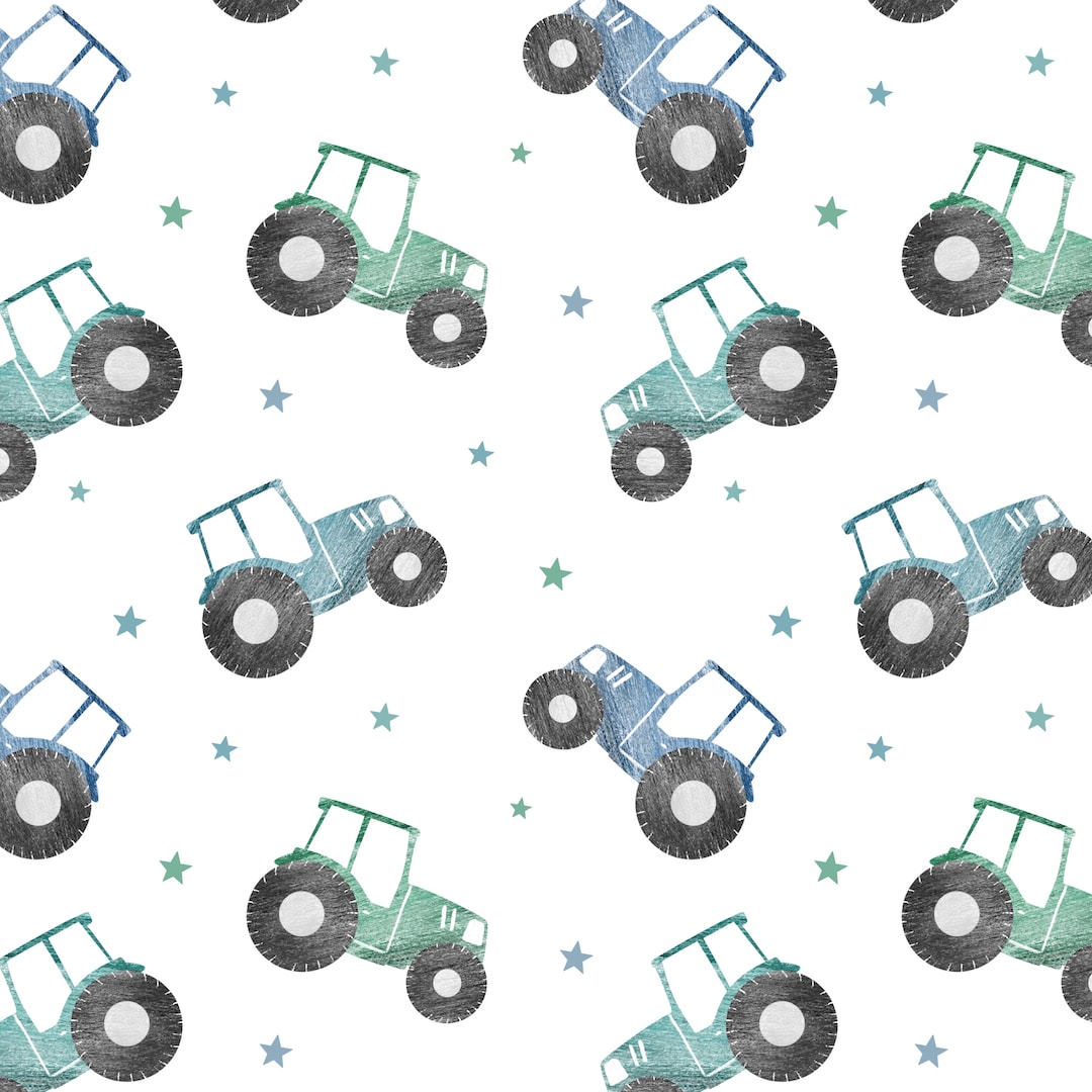 Tractor Seamless Pattern Digital File, Cute Farm Fabric Design, Baby ...
