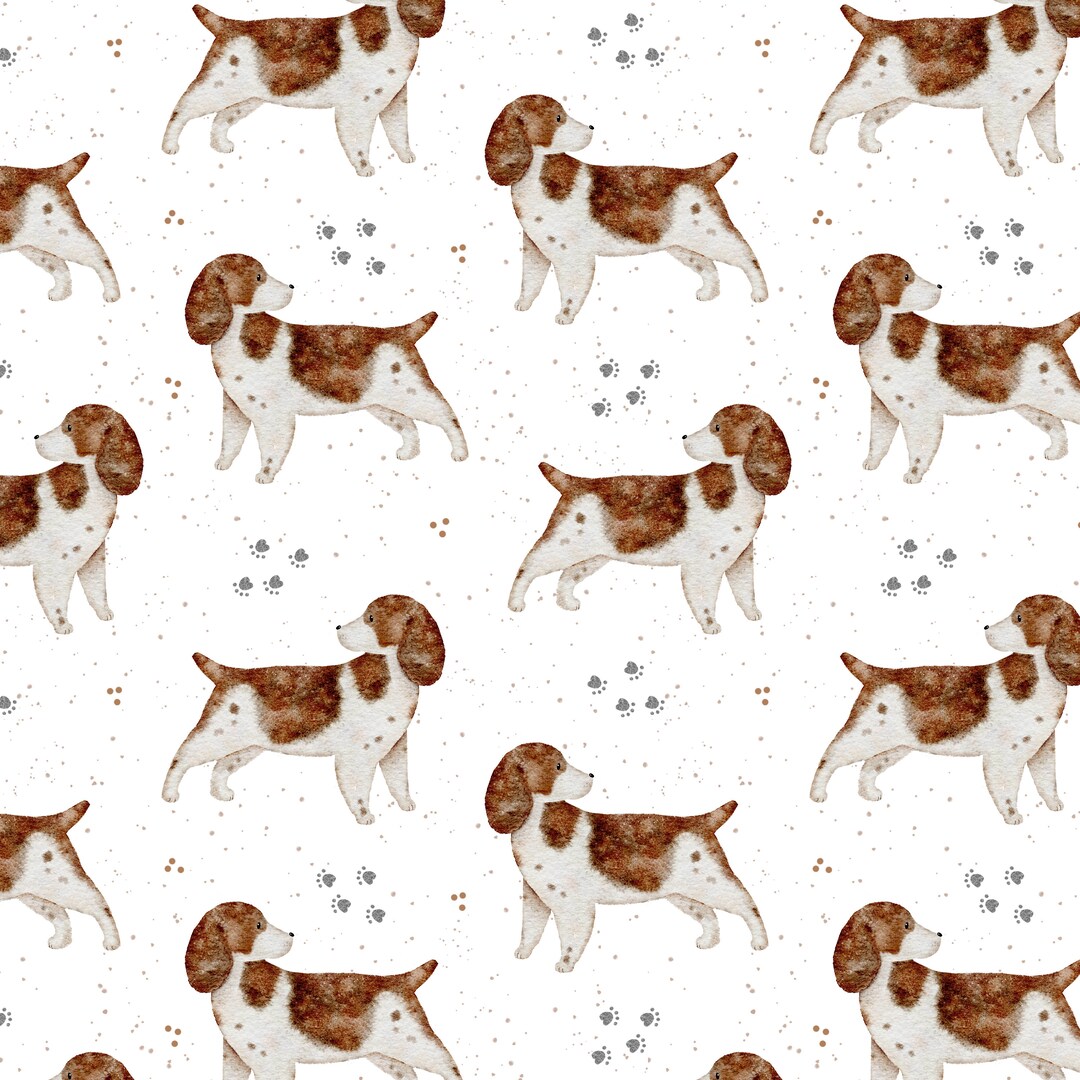 Springer Spaniel Seamless Pattern, Dog Fabric Design, Pet Seamless ...