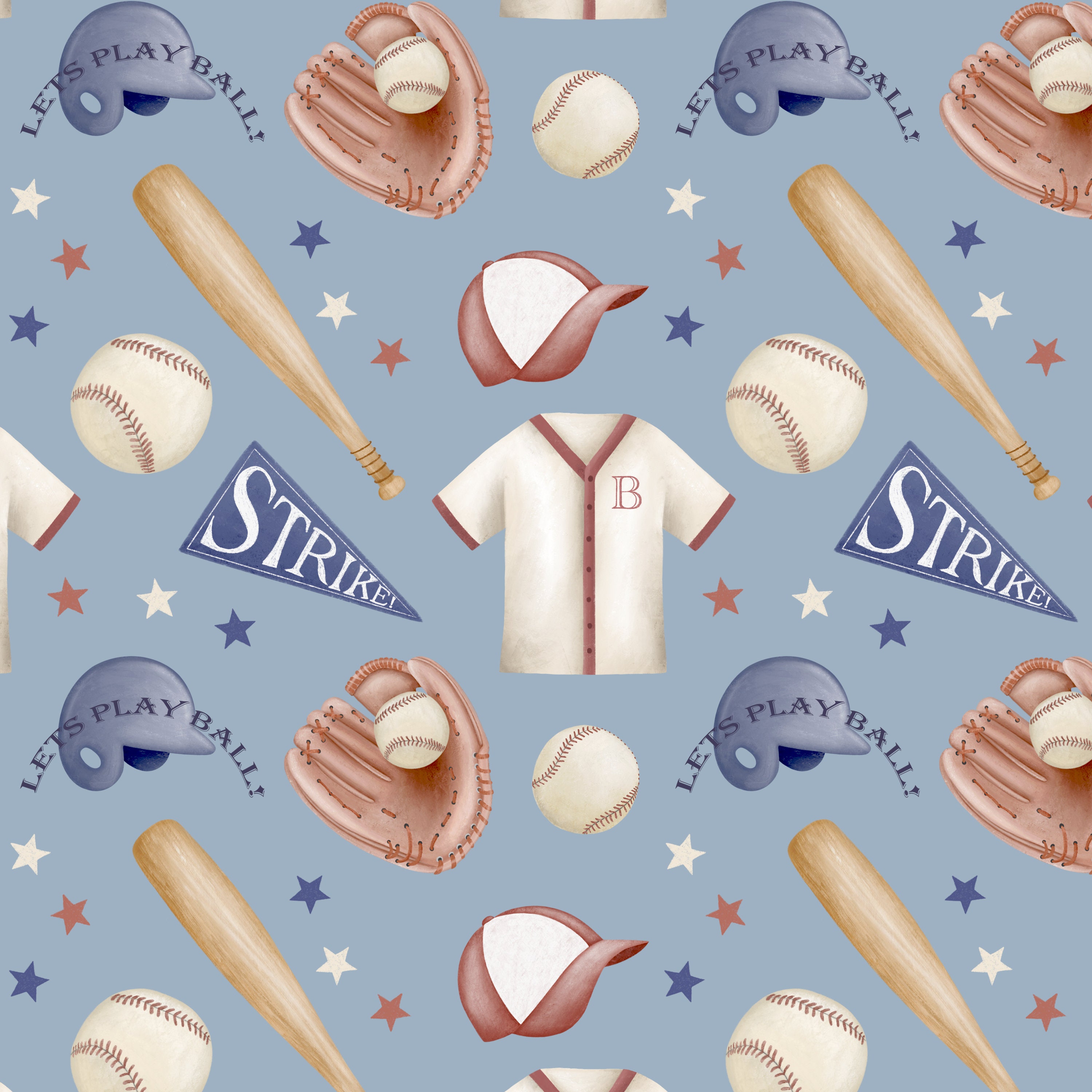 Baseball Seamless Pattern Digital File Softball Fabric - Etsy