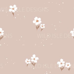 Hand Drawn Wild Flower Daisy Seamless Pattern File Design, Floral Seamless, Non-exclusive ...
