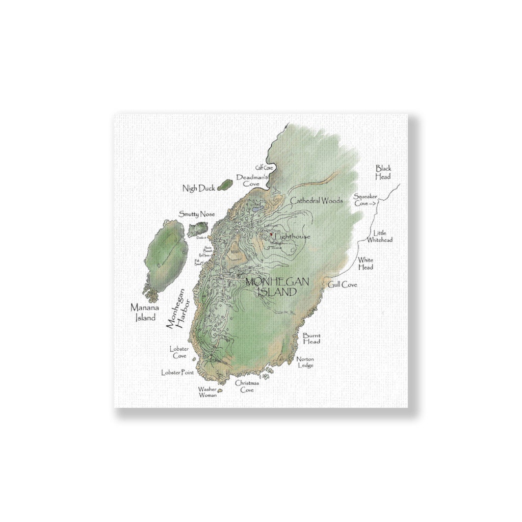 MONHEGAN ISLAND Maine Map-original Painting by Carol-lynn - Etsy