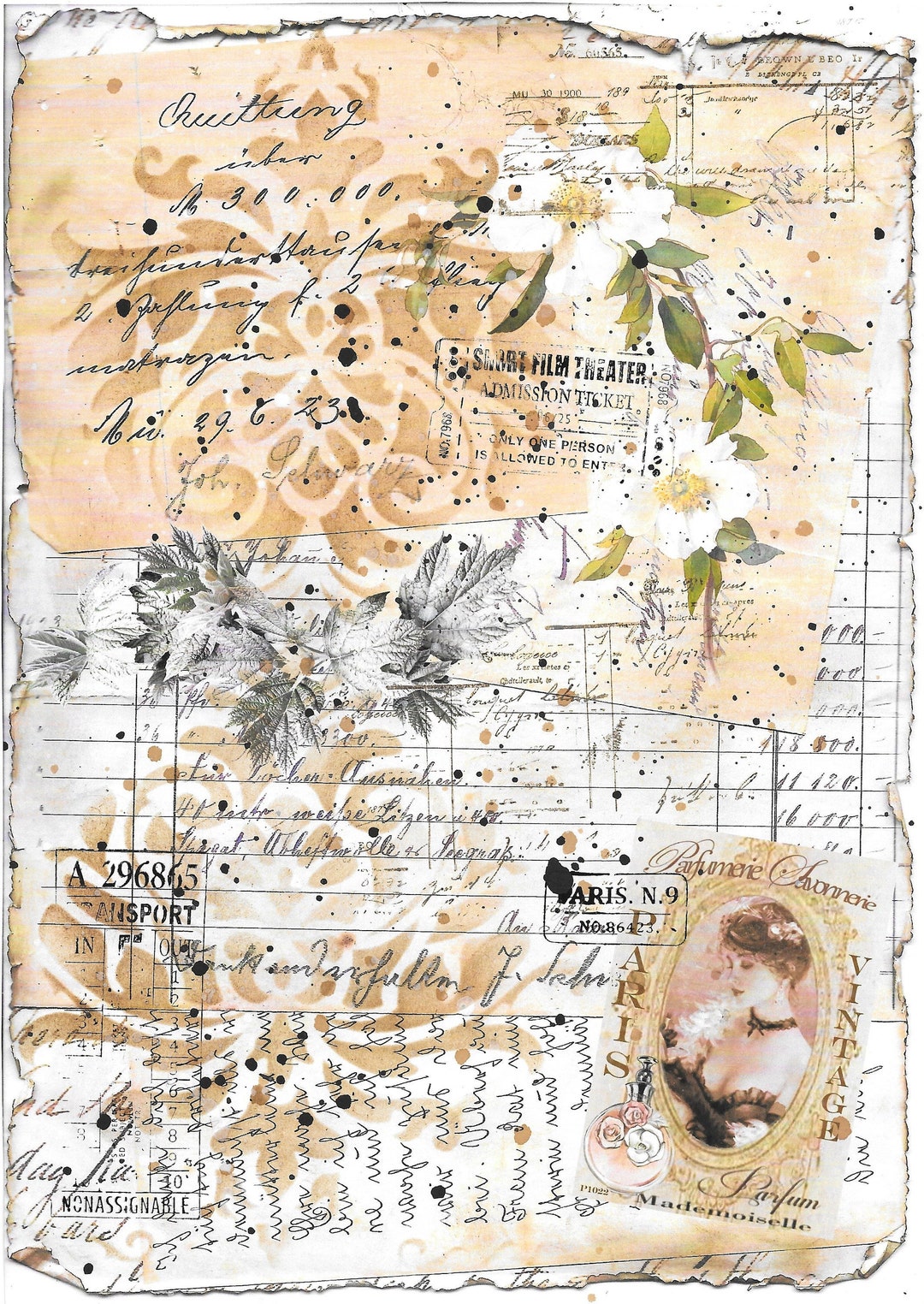 Package Digital Paper, Digital Vintage Paper, Handmade, Junk Journals ...