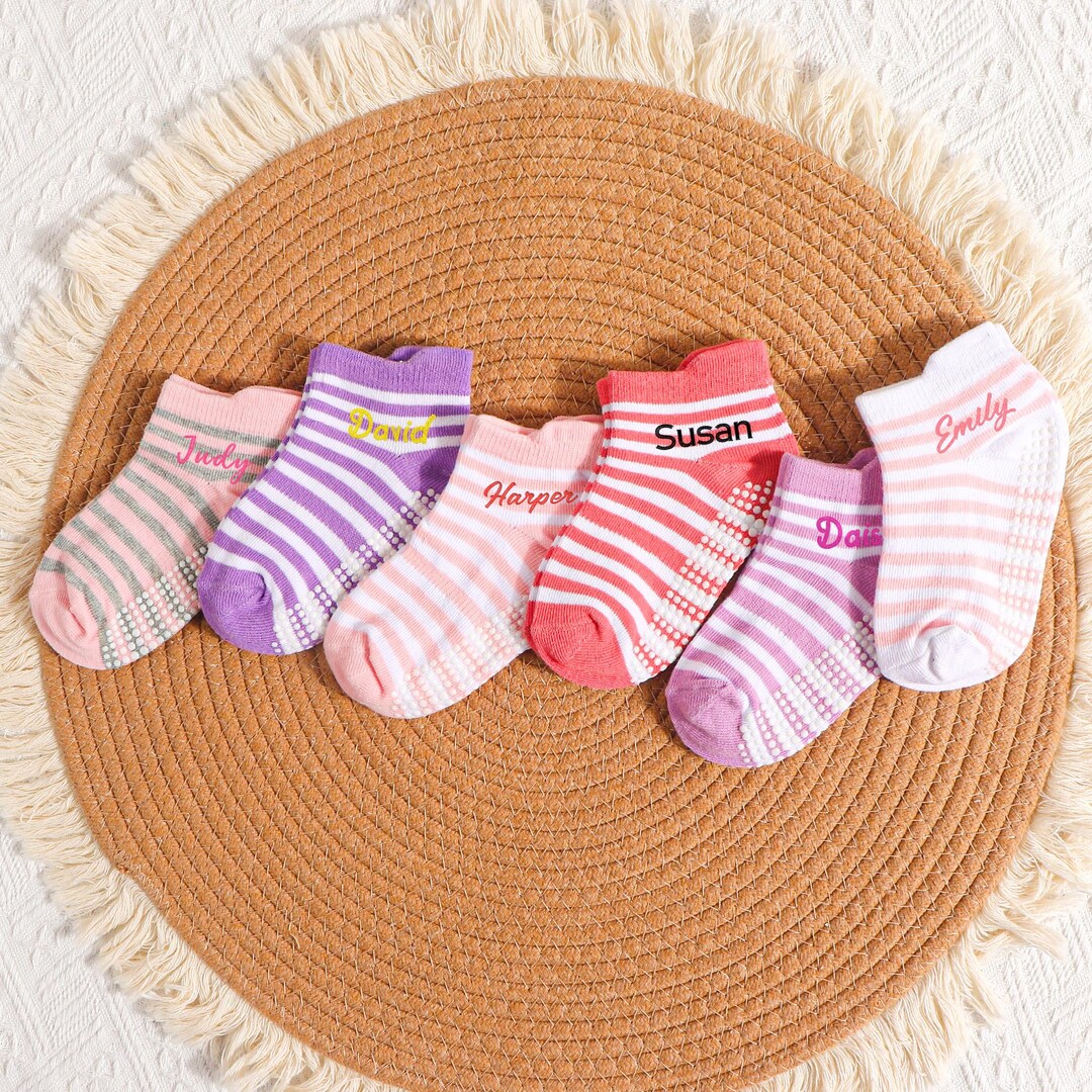 Personalised Baby Socks, Socks With Names, Striped Baby Socks Set ...