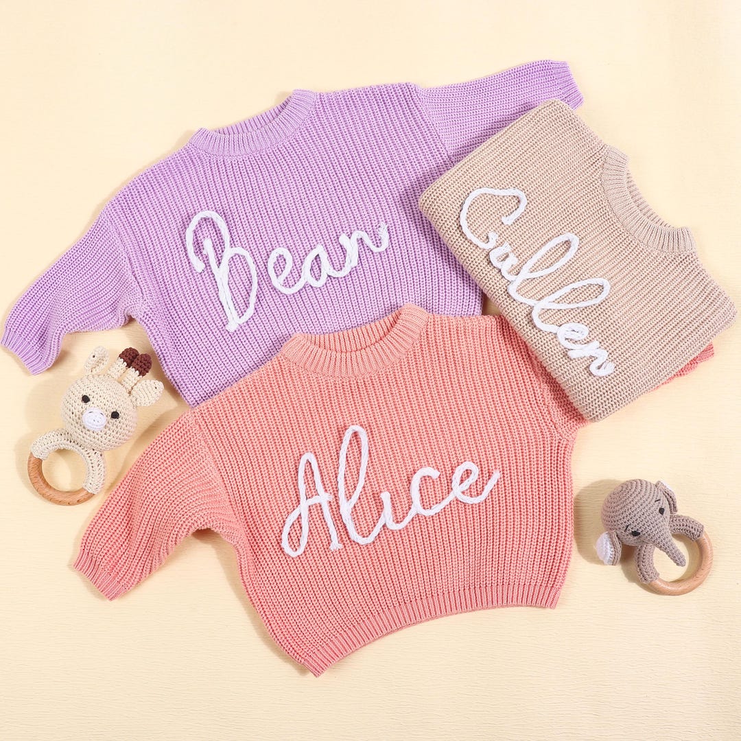 Custom Baby Name Sweater, Personalized Sweater for Baby, Hand ...