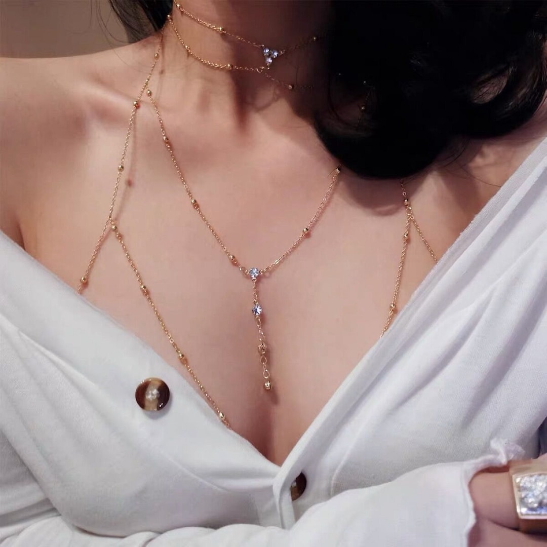 Layered Body Chain Bralette Women Necklace Brides Body - Etsy