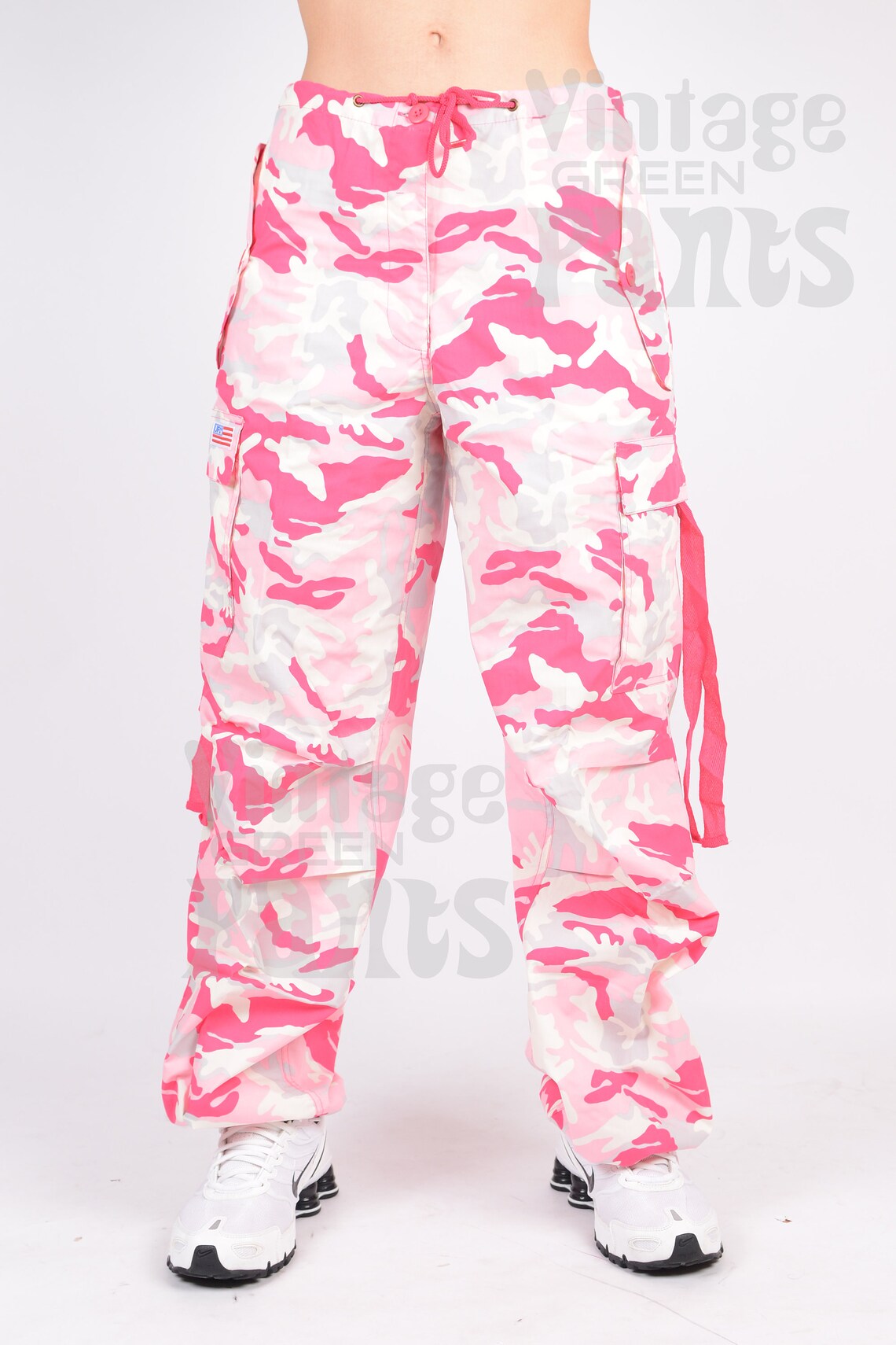Girly Pink Camouflage Flap Pocket Windpant- - Baggy Oversized Girlyfit ...