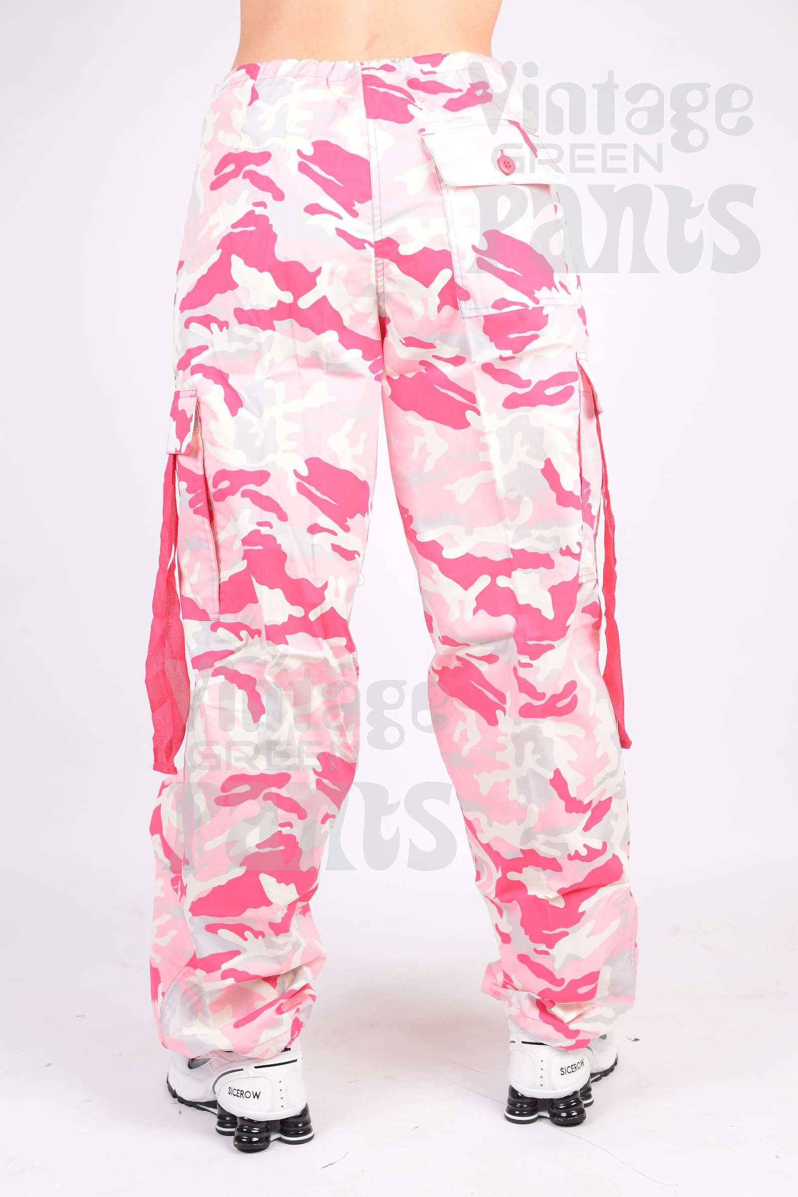 Girly Pink Camouflage Flap Pocket Windpant- - Baggy Oversized Girlyfit ...