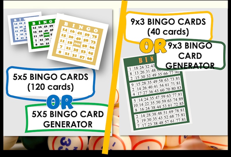 BINGO CARD GENERATOR Sizes of 5x5 or 9x3 - Etsy