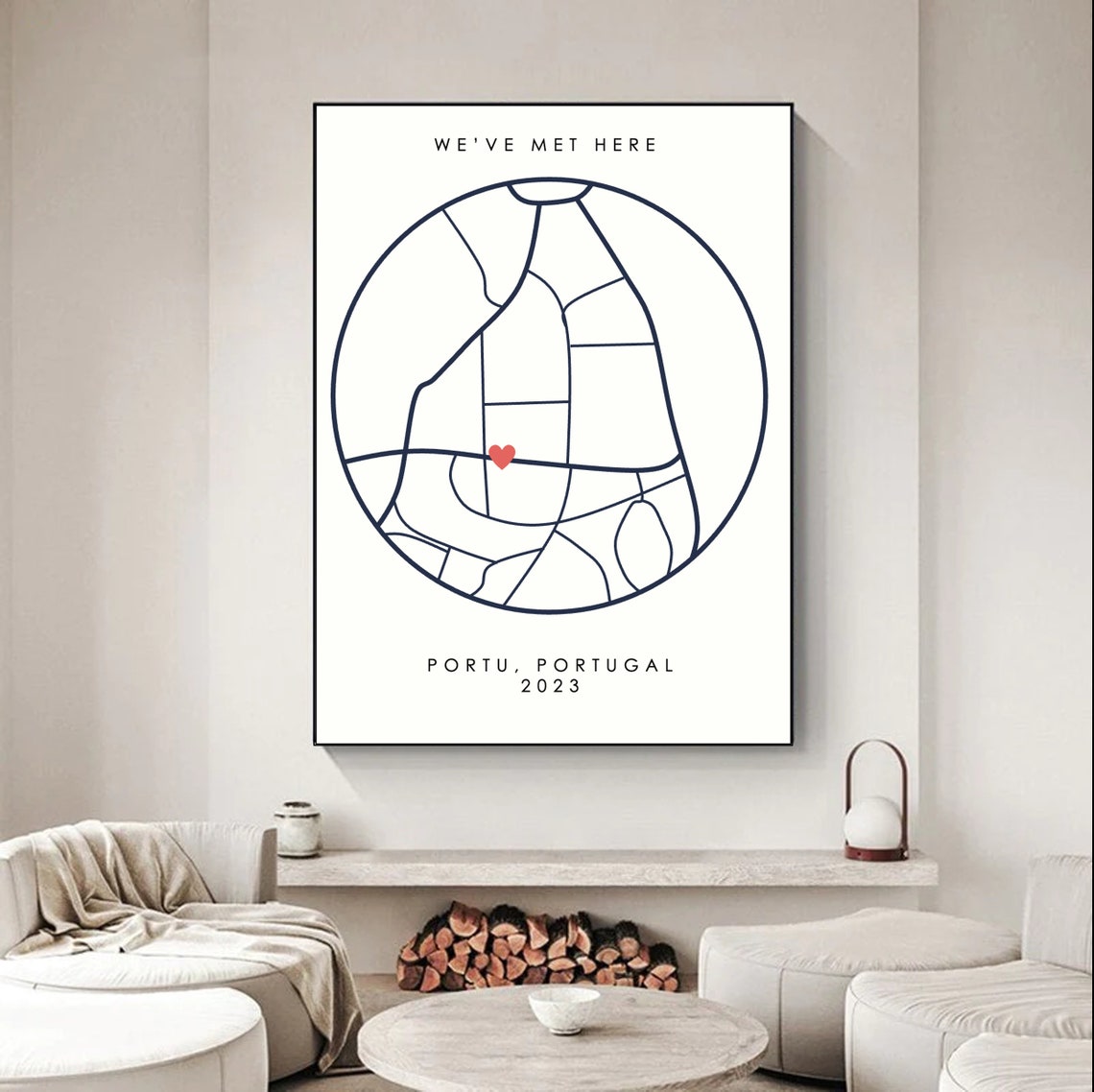 Outline POSTER CANVA Lined Map Where It All Began Started Our First ...