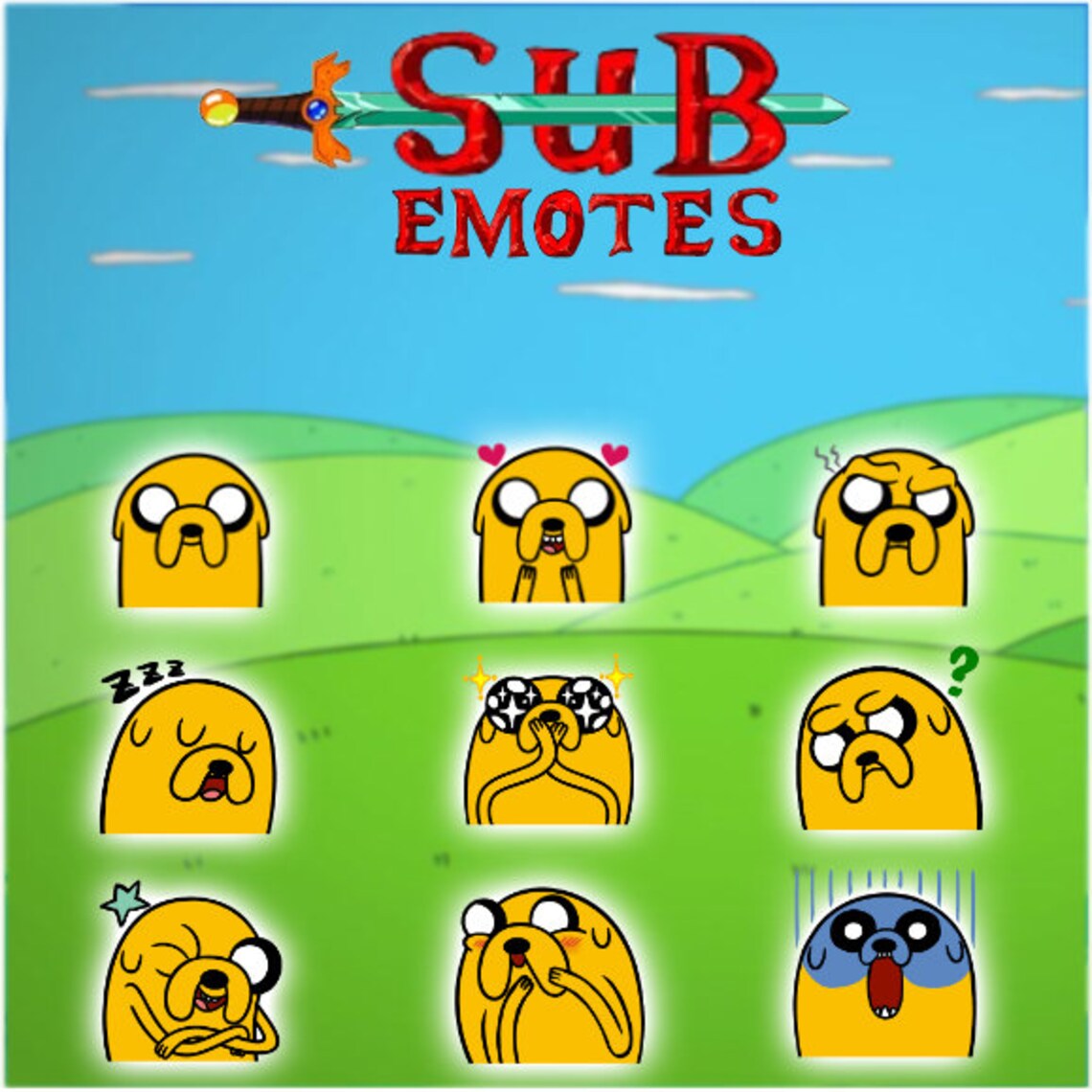 Adventure Time Emotes - JAKE Pack (twitch - Youtube - ...) - Etsy