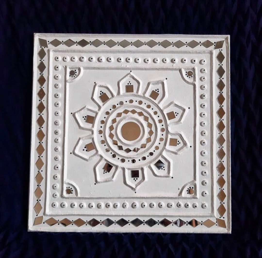 Buy White Mirror Lippan Art Online in India - Etsy